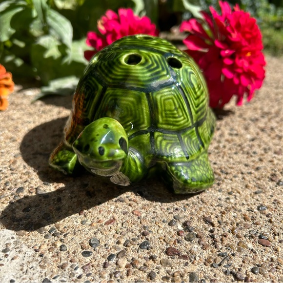 Other | Vintage Ceramic Turtle 7 Hole Flower Frog | Poshmark